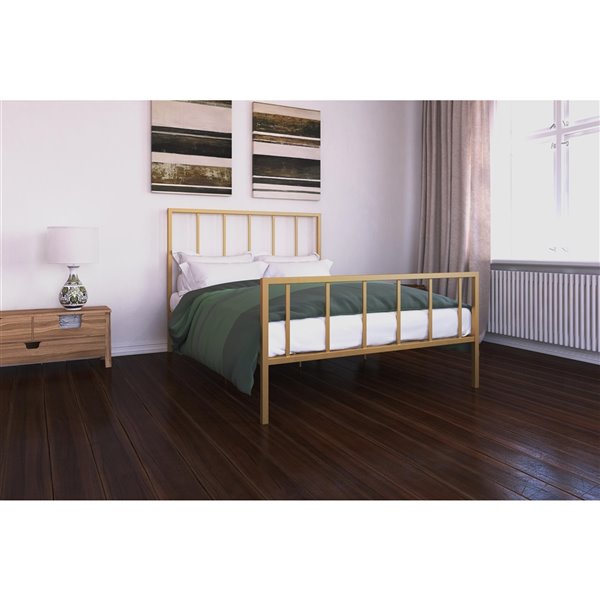 DHP Stella Metal Bed Queen 46 in x 62 in x 82.5 in Gold 4125939 RONA