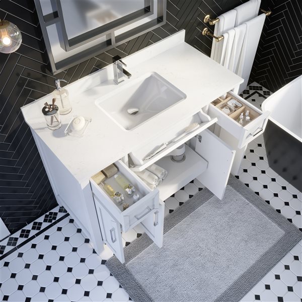 Spa Bathe Thomas 48-in White Single Sink Bathroom Vanity with White ...