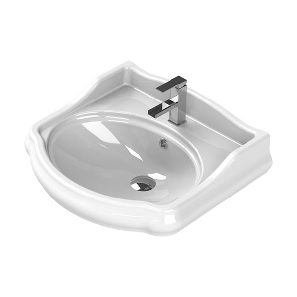 Nameeks Traditional Wall Mounted Bathroom Sink in White - Round - 23.7 ...