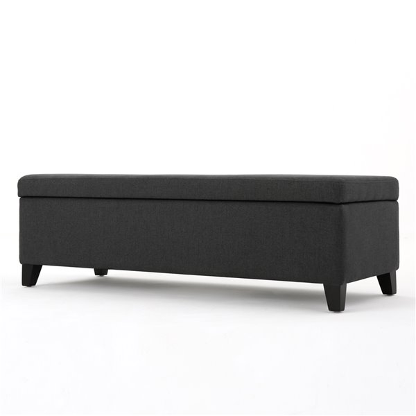 Best Selling Home Decor York Dark Grey Fabric Rectangle Storage Ottoman ...