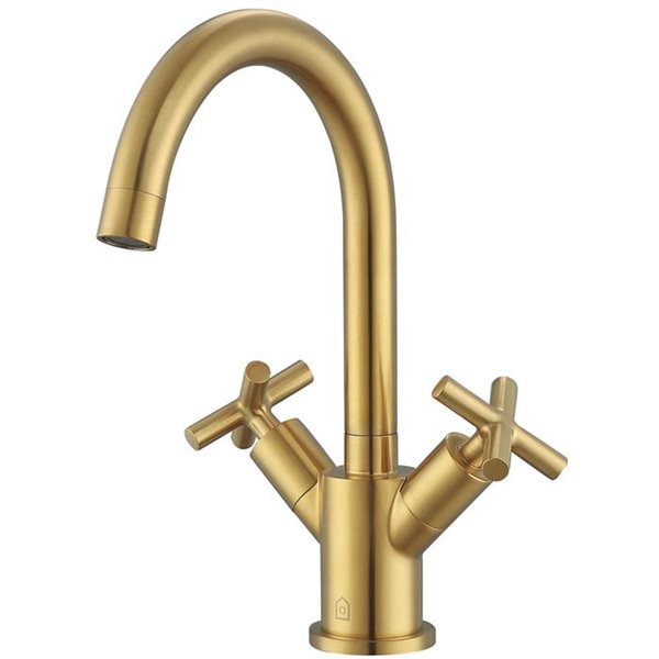 Ancona Ava Series Single-Hole Cross-Handle Bathroom Faucet - Brushed ...