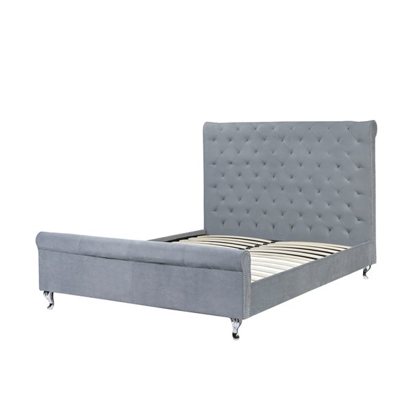 Grand lit plateforme Victoria de Brassex rembourré, gris | RONA