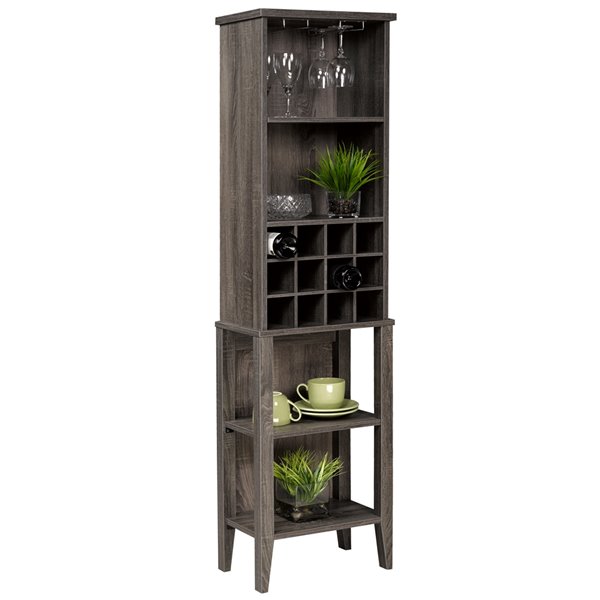 Brassex Multi-Tier Wine Bar Grey Finish - 12 Bottles 182308 | RONA