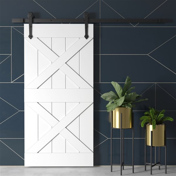 Urban Woodcraft Pillars Prefinished MDF Single Barn Door - 40-in x 83 ...