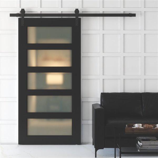 Urban Woodcraft Burton Prefinished MDF Single Barn Door - 40-in x 83-in ...