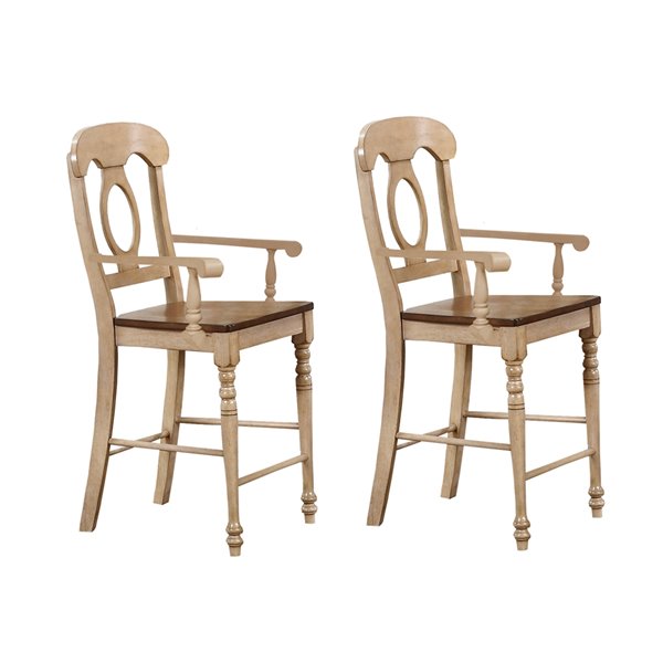 Sunset Trading Brook Napoleon Barstool with Arms - Set of 2 - Brown | RONA