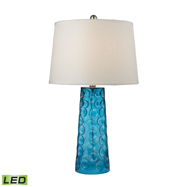 ELK Home Hammered Glass LED Table with Linen Shade - BluePure /White ...