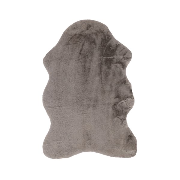 LUXE FAUX FUR Lifestyle Faux Rabbit Gray Indoor Machine-Made Area Rug ...