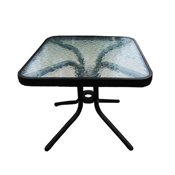 Oakland Living Tempered Glass and Aluminum Table - 20-in 10008-BK | RONA