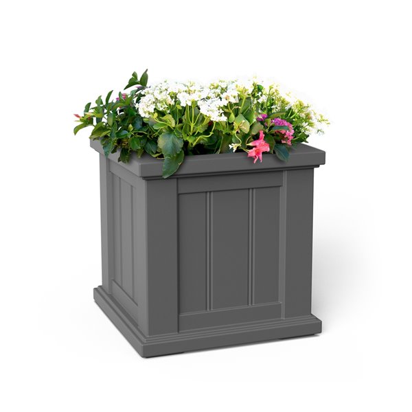 Mayne Cape Cod Patio Planter - Square - Resin - 14-in - Graphite Grey ...
