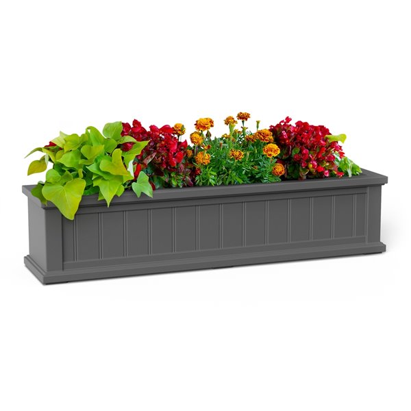 Mayne Cape Cod Window Box - Rectangle - Resin - 4-ft x 11-in - Graphite ...