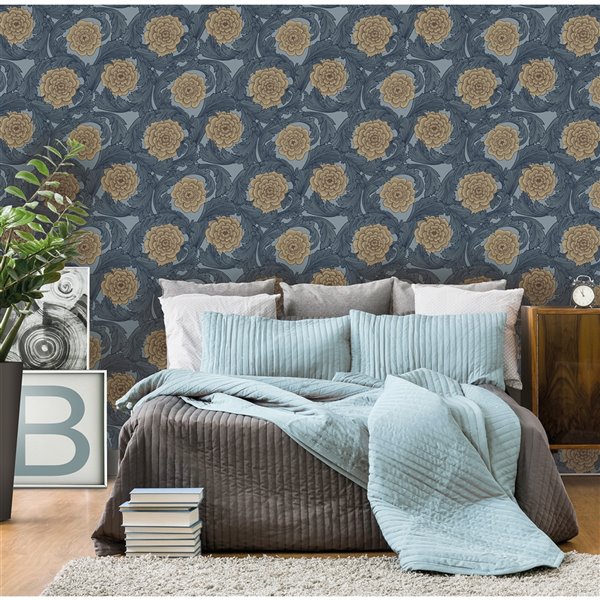 Midbec Rosa Ornamental Florals Wallpaper - Blue MD51010 | RONA