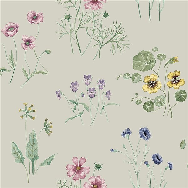 Midbec Maj Wildflower Wallpaper - Grey MD27023 | RONA