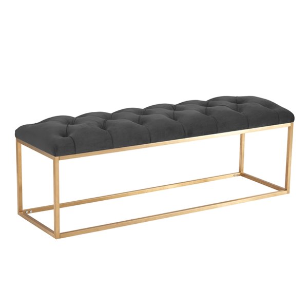 Hi-Line Gift Ltd. Velvet Button-Tufted Rectangular Bench - Gold/Black ...