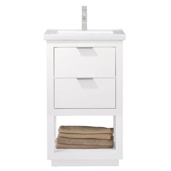 Design Element Klein 20-in White Single sink Bathroom Vanity with White ...