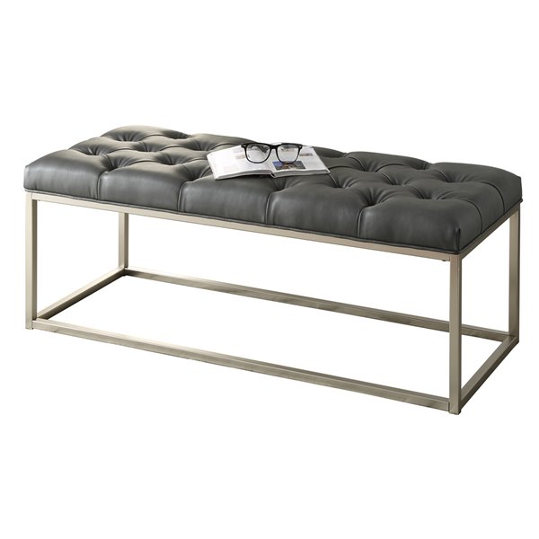 Hi-Line Gift Ltd. Modern Contemporary Accent Indoor Bench - Grey 96142 ...