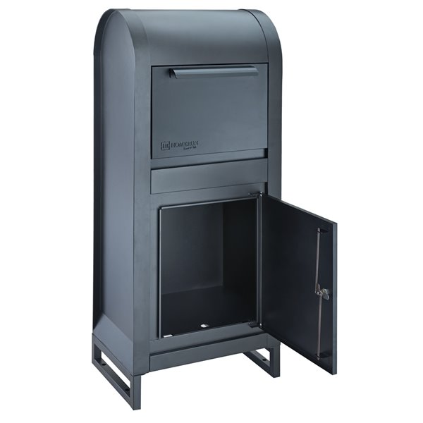 Boîte pour colis 19,75 po L x 47,5 po H en métal noir sur pieds avec ...