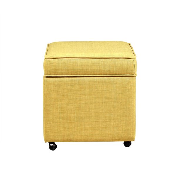 Inspired Home Laurie Linen Ottoman with Hidden Storage - Yellow ON12 ...