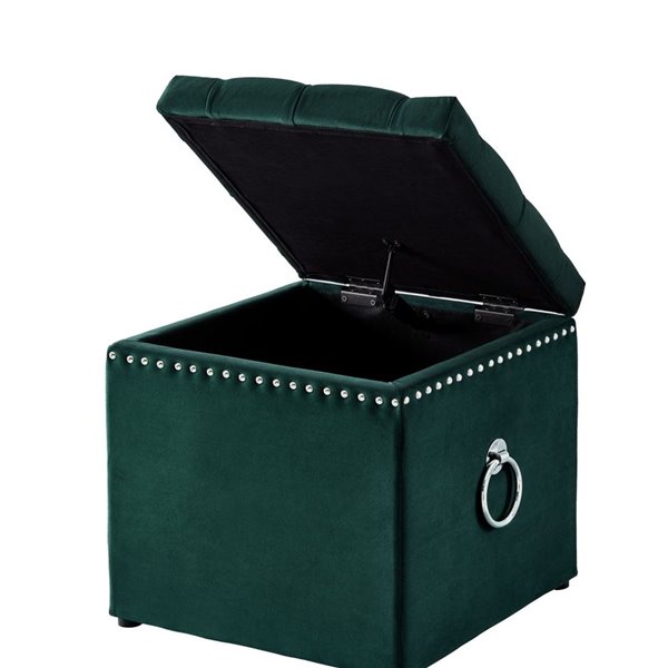 Inspired Home Velvet Storage Ottoman - Silver/Green SO82-02HS-LAC | RONA