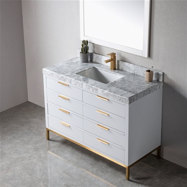 Jade Bath Eloise 48-in Soft Grey/Gold Single Sink Bathroom Vanity with ...