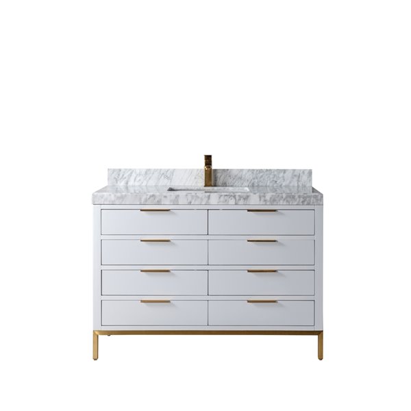 Jade Bath Eloise 48-in Soft Grey/Gold Single Sink Bathroom Vanity with ...
