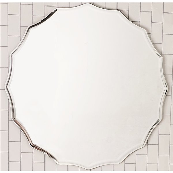 Decor Wonderland Ridge Mirror 27-in Frameless Round Frameless Bathroom ...