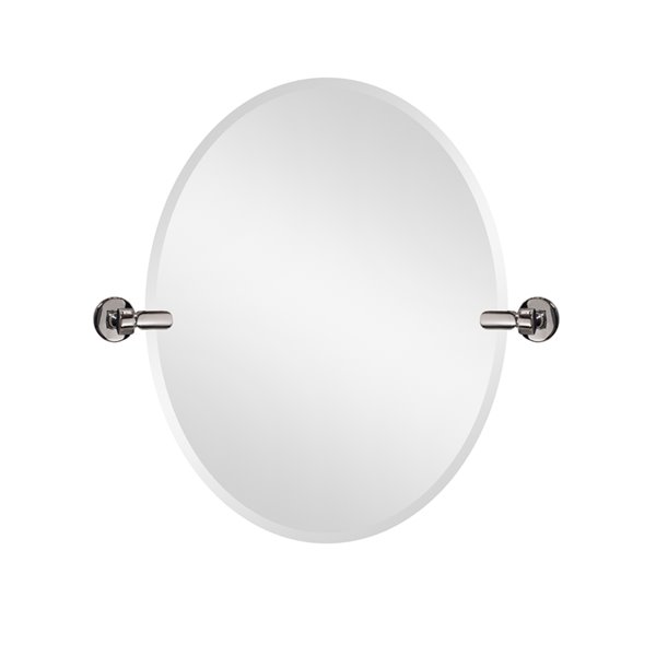 Decor Wonderland Tilton 21.5-in Chrome Oval Frameless Bathroom Mirror ...