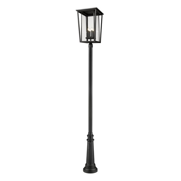 Z-Lite Seoul 125.5-in H Black Hardwired Halogen Complete Post Light ...