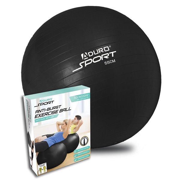 Aduro Sports Exercise Ball with Pump - Black S-EB55-01 | RONA