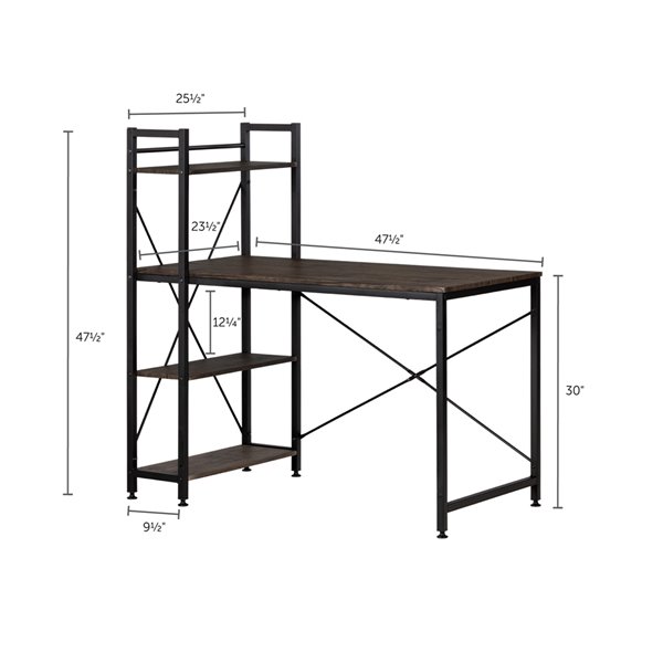 South Shore Furniture Evane 47.5 in Brown Modern Contemporary Laptop Desk 12114 RONA