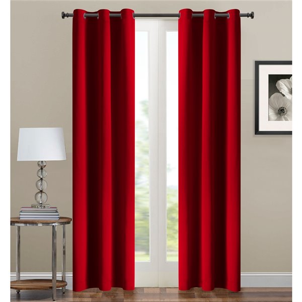 Swift Home 95-in Red Polyester Blackout Interlined Single Curtain Panel ...