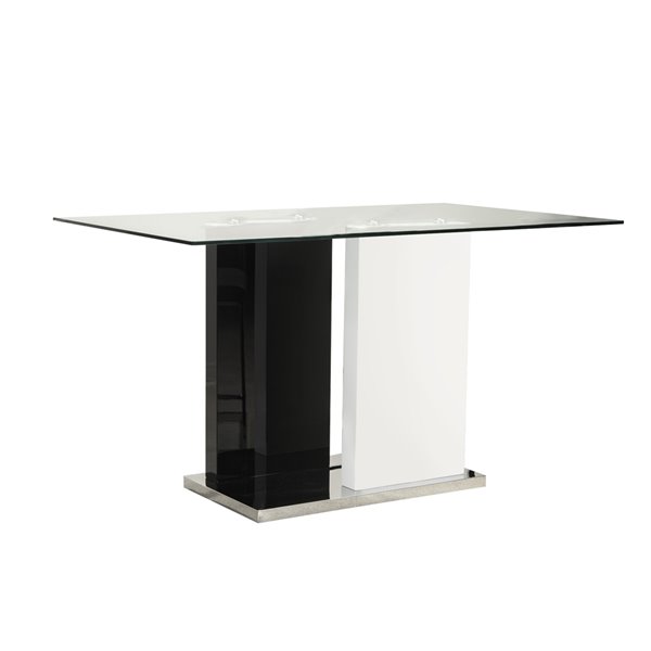 Table de comptoir Libra (35 à 36 po h.) blanche et noire, rectangulaire ...