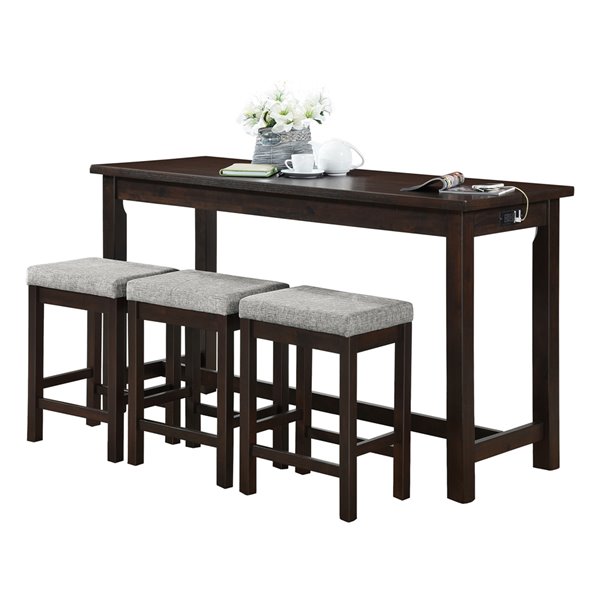 HomeTrend Connected Espresso Dining Room Set With Rectangular Table ...