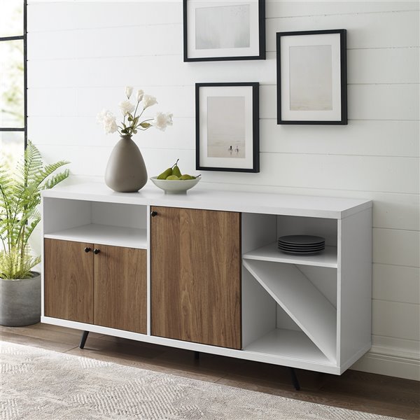 Walker Edison 3- Door Buffet - 60-in - White/Oak LWU60ROG3DWEO | RONA