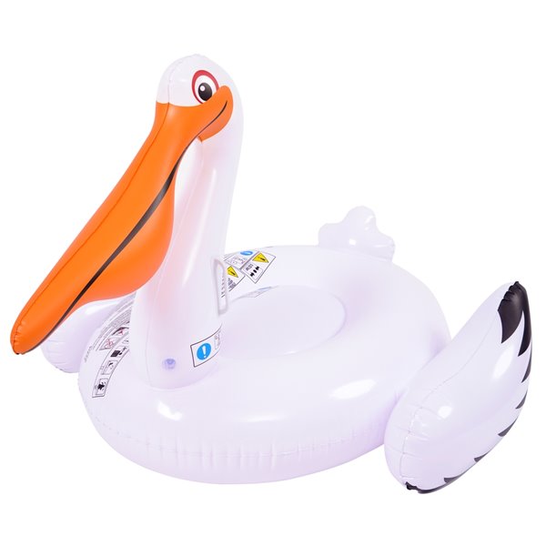 Pool Central White and Orange Inflatable Pelican Swimming Pool Float ...