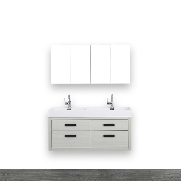 Streamline 48-in Ash Grey Double Sink Bathroom Vanity with Glossy White ...