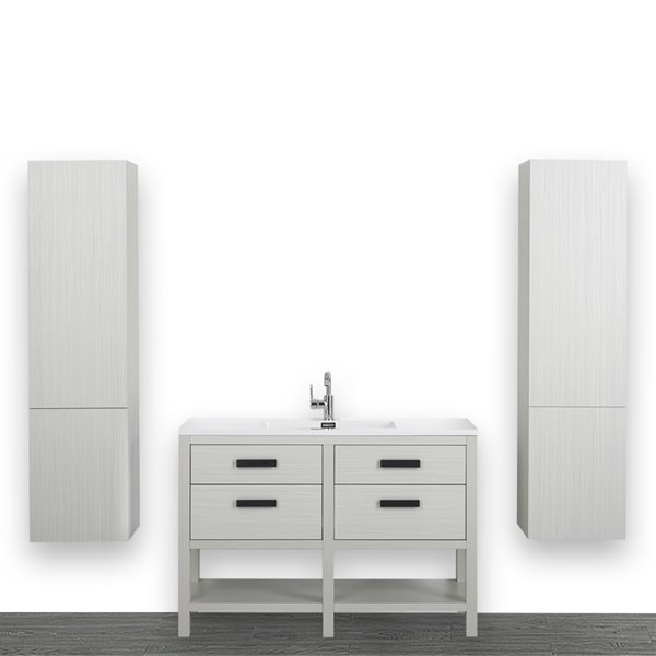 Streamline 48-in Ash Grey Single Sink Bathroom Vanity with Glossy White ...