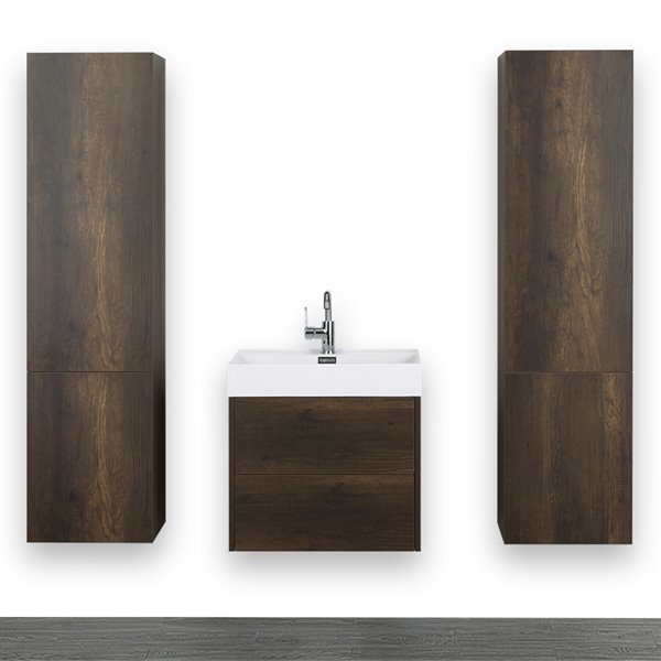 Streamline 24-in Brown Single Sink Wall-Mounted Bathroom Vanity with ...