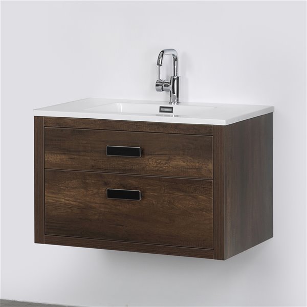Streamline 32-in Single Sink Brown Bathroom Vanity with Glossy White ...