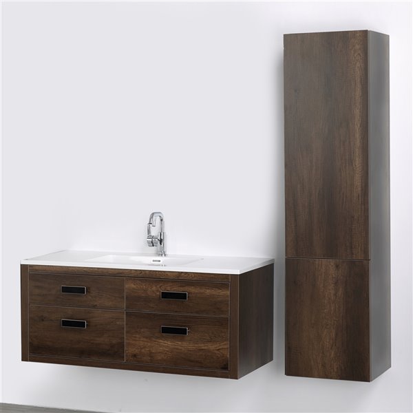 Streamline 48-in Brown Single Sink Bathroom Vanity with Glossy White ...
