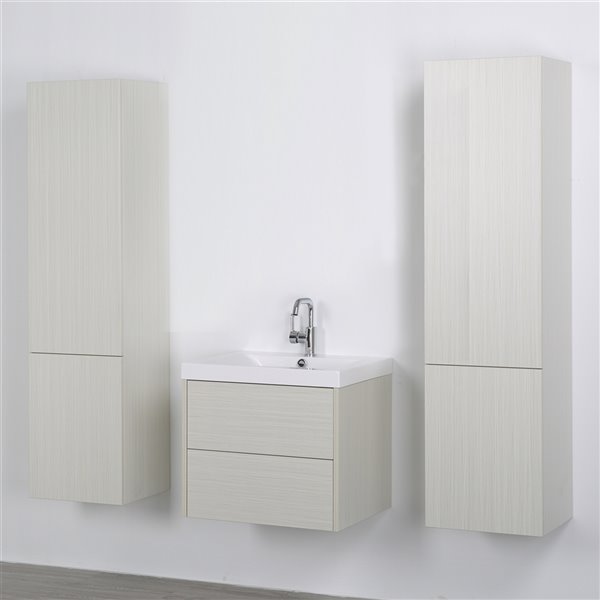 Streamline 24-in Single Sink Ash Grey Bathroom Vanity with Glossy White ...