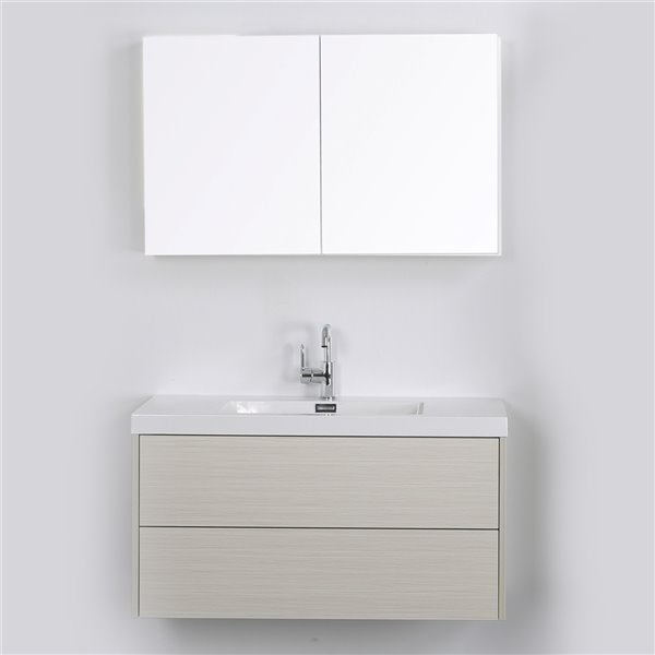 Streamline Ash Grey 40-in Single Sink Bathroom Vanity with Glossy White ...