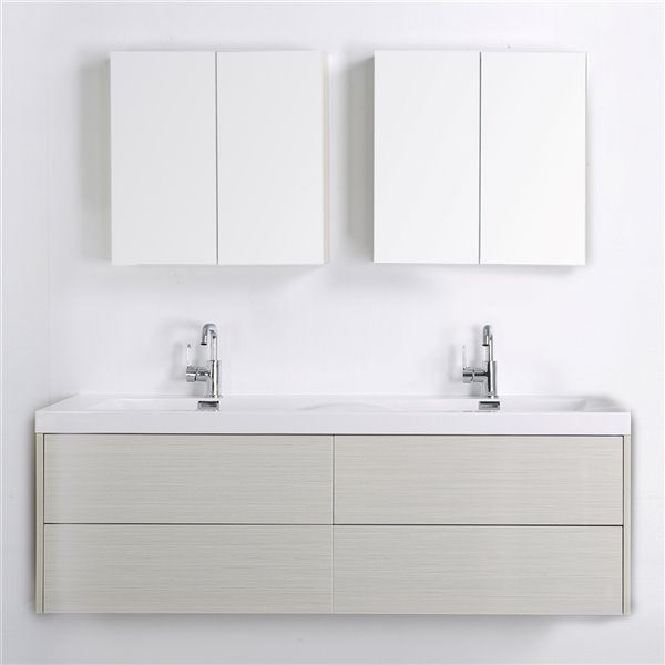 Streamline 63-in Ash Grey Double Sink Floating Bathroom Vanity with ...