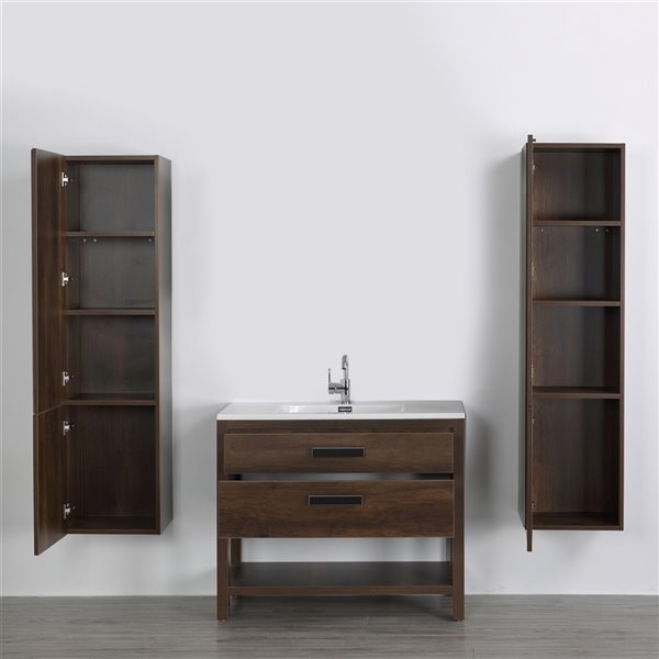 Streamline 40-in Brown Freestanding Single Sink Bathroom Vanity with ...