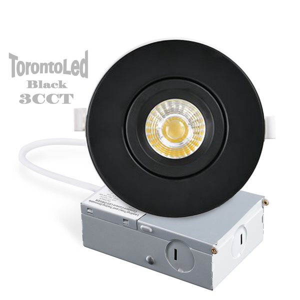TorontoLed 4-in 3CCT Black Recessed Ceiling Gimbal Light (1 Pack) | RONA