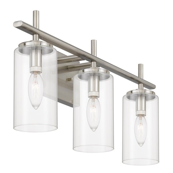 Worldwide Lighting Raleigh 3-Light Nickel Modern/Contemporary Vanity ...