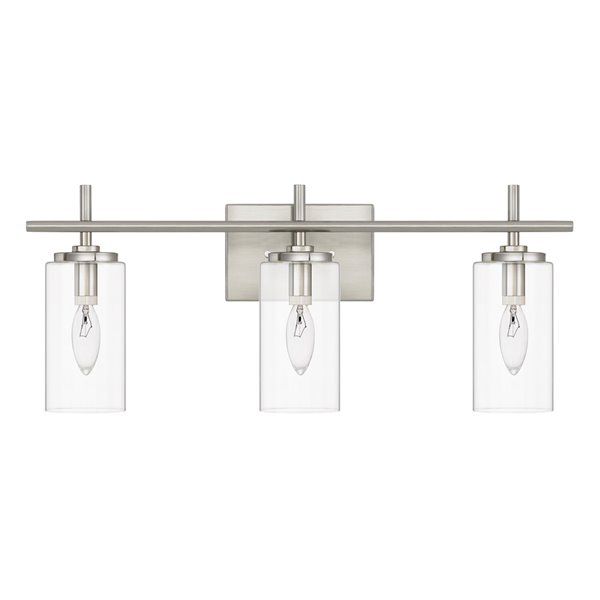 Worldwide Lighting Raleigh 3-Light Nickel Modern/Contemporary Vanity ...