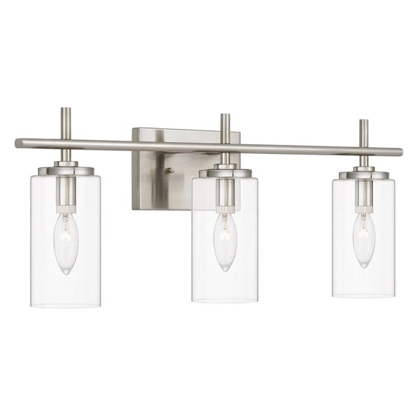 Worldwide Lighting Raleigh 3-Light Nickel Modern/Contemporary Vanity ...