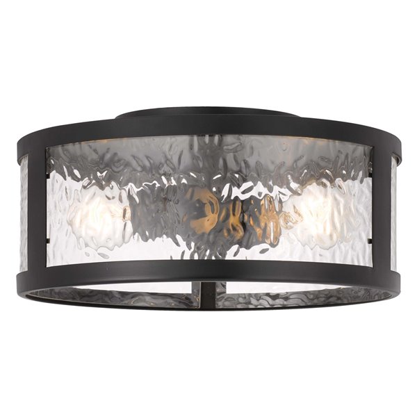 Worldwide Lighting Savannah 11.8-in Black and Water Grain Glass ...