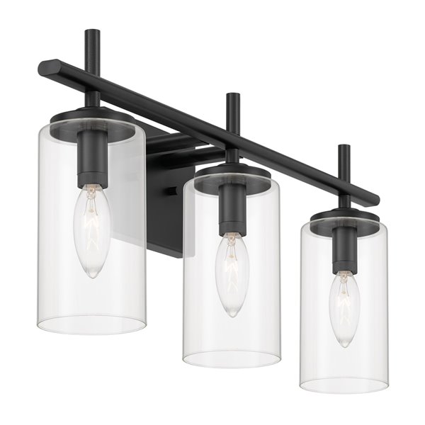 Worldwide Lighting Raleigh 3-Light Black Modern/Contemporary Vanity ...
